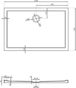 Mexen, Mexen Flow obdélníková sprchová vanička slim 140 x 70 cm, černá matná, 46R707014