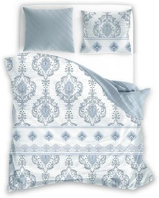 Saténové povlečení 160x200 Pure Sateen 013 bílá modrá ornamenty Faro