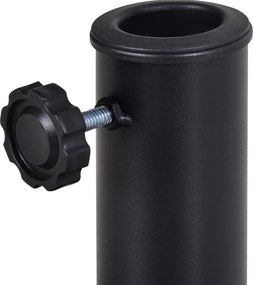 Stojan na slunečník Outsunny s polokruhovou základnou, hmotnost z pryskyřice v imitaci litiny, květinový vzor s utažením, 50L x 31W x 32H cm, Černý |