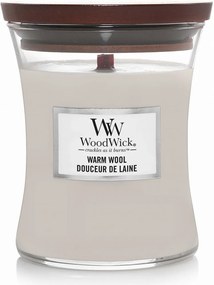 WoodWick vonná svíčka s dřevěným knotem střední Warm Wool 275g