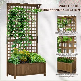 Outsunny vyvýšený záhonový květináč s mříží, mřížový květináč dřevo, zahradní mříž 90 x 45 x 183cm pro zahradu balkon terasa, květináč pro popínavé r…