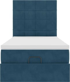 Osmanský rám postele s matracemi tmavě modrá 90x200cm samet 3313449