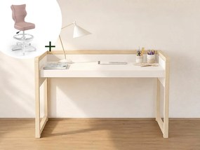 Benlemi Dětský rostoucí stůl STOLLY se dvěma výškami stolu + ergonomická židle STARORŮŽOVÁ Zvolte rozměr židle: dítě 119 - 142 cm (výška stolu 68 - 81 cm)