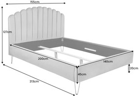 Designová postel Palmira 140 x 200 cm akvamarinová