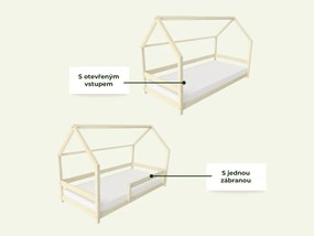 Benlemi Dětská postel domeček LUCKY s bočním štítem Zvolte barvu: Světle šedá, Zvolte rozměr: 90x190 cm, Zvolte zábranu: S přední zábranou
