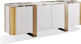 Komoda Stilig ST921 200 cm bílá/zlatá/mramor