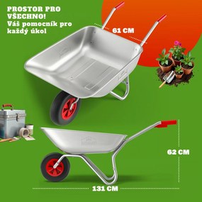 Kolečko LARRY pozinkovaný, max. 1 kapacita 80l/100kg, stříbrná/černá Gardebruk
