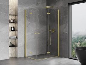 Mexen Mist-F Duo, skládací sprchový kout 85 x 120 cm, čiré sklo, zlatý matný profil, 8A6-085L-120P-55-00