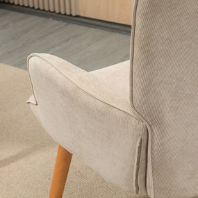 HOMCOM křeslo s taburetem polohovací křeslo čalouněné křeslo manšestrový vzhled lounge křeslo křeslo dřevěné nohy TV křeslo béžové do obývacího pokoj…