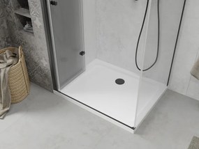 Mexen Lima, sprchový kout se skládacími dveřmi 70 (dveře) x 80 (stěna) cm, 6mm čiré sklo, černý profil + slim sprchová vanička bílá s černým sifonem, 856-070-080-70-00-4010B