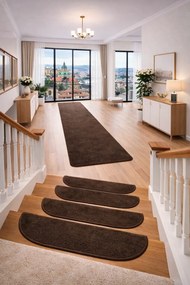 Vopi Nášlapy na schody Eton hnědý půlkruh, samolepící - 28x65 půlkruh (rozměr včetně ohybu)