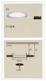 Paulmann 92075 - LED/18W IP44 Koupelnové podhledové svítidlo QUALITY LINE 230V