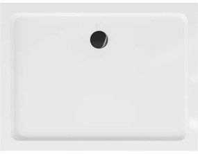 Mexen Flat obdélníková vanička do sprchového koutu slim 120 x 80 cm, Bílá, sifon Černá - 40108012B