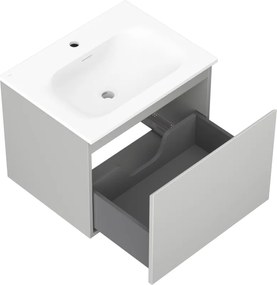 Mexen Orio, koupelnová skříňka 60 cm s umyvadlem Vela, 1 zásuvka, šedá matná/bílá matná, 91A10-06047-1-BF62-W23M01