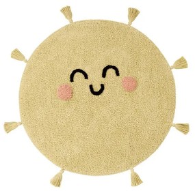 Žlutý pratelný ručně tkaný bavlněný dětský koberec ø100 cm You're My Sunshine – Lorena Canals