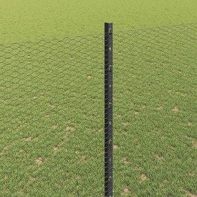 Hexagonální plot s podpěrou 10 x 1,6 m Ocel potažená PVC Šedá 3336837