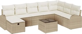 Set pohovek 9 ks béžová a krémová polyratan 3359140