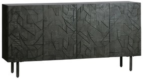 OnaDnes -20% Hoorns Černá dřevěná komoda Country 160 x 40 cm