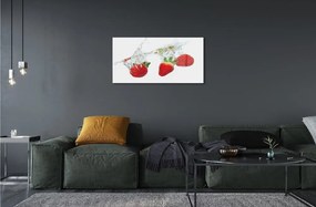 Obraz na skle Water Strawberry bílé pozadí 120x60 cm