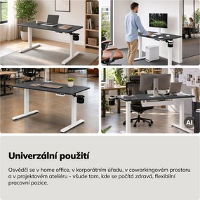 Elektrický stůl s nastavitelnou výškou ergonomický bílo-antracitový,1200x600 mm: ARIA