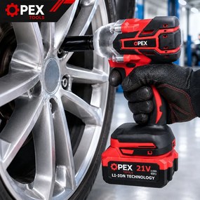 OPEX TOOLS Sada 2 v 1: vrták a šroubovák + akumulátový rázový klíč, 2x aku 21 v, 3 ah