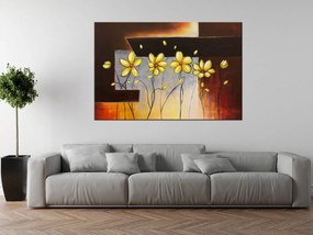 Gario Ručně malovaný obraz Žluté kvítky Rozměry: 100 x 70 cm