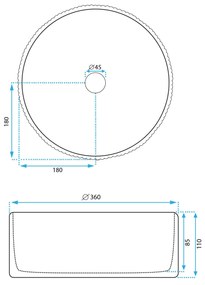 Rea Delia, umyvadlo na desku 360x360x110mm, bílá lesklá, REA-U0601