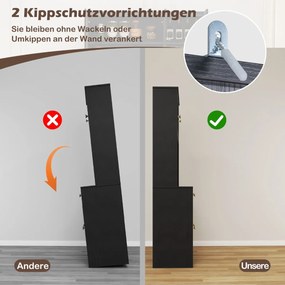 Costway Dřevěná kuchyňská skříňka s ratanovými dvířky a 2