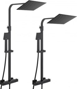 Erga Goba, sprchová souprava s termostatickou baterií a dešťovou hlavicí 25x25cm, černá matná, ERG-YKA-BP.GOBA-THERM-25-BLK