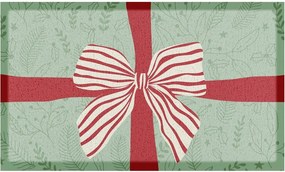 Rohožka s vánočním motivem z recyklovaného plastu 40x70 cm Red &amp; White Stripe Bow – Artsy Doormats