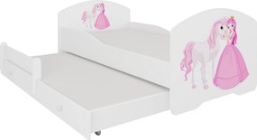 ADRK Furniture Dvojitá postel s matracemi PEPE II PRINCESS AND HORSE 160x80 CH-Pep-II-Princ- 160-E1004