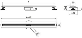 Mexen Flat 360° Slim lineární odtok rotační 150 cm, Chromovaná - 1041150