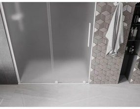 Mexen Velar, posuvné sprchové dveře do otvoru 140 cm, 8mm sklo námraza, bílá matná, 871-140-000-31-20