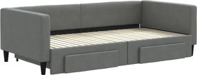 Válenda s přistýlkou a zásuvkami tmavě šedá 100 x 200 cm textil 3196620