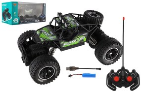 Auto RC Off-Road plast 26cm 27MHz dobíjecí pack+baterie se světlem zelené v krabici