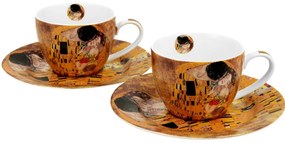 Sada šálků s podšálkem espresso Klimt THE KISS 2 ks 90 ml hnědá