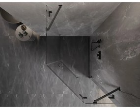 Mexen Lunar, pětiúhelníkový sprchový kout s pravým sklonem 90 x 100 cm, 8mm čiré sklo, pistolově šedý kartáčovaný - 831-090P-100L-66-00-P