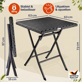 Casaria Polyratanový skládací stůl Rome 65×65 cm – černý