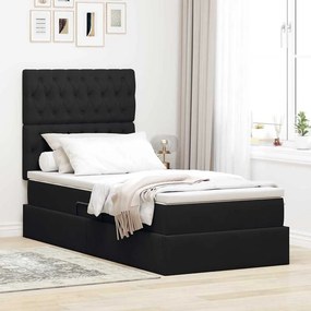 Postel s úložným prostorem a matrací Černá 90 x 190 cm samet 3372059