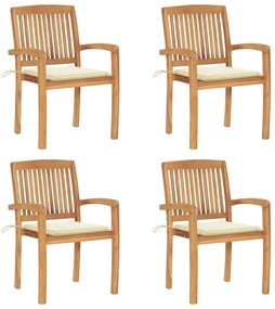 Stohovací zahradní židle s poduškami 4 ks masivní teak 3073212