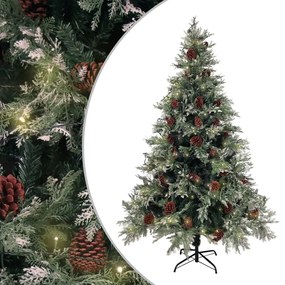 Vánoční stromek s LED diodami a šiškami zelenobílý 120cm PVC+PE,  3094563 HangarStore.cz