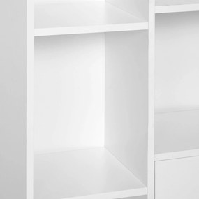 HOMCOM Skandinávská Knihovna s Úložným Prostorem, rozměry 80 Š x 23,5 H x 123 V cm, 5 nik, skříňka, 2 dveře, zúžené nohy z masivního borovicového dře…