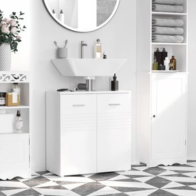 Kleankin Koupelnová Podskříňová Skříň s 2 Dveřmi a Nastavitelnou Vnitřní Policí Moderní Styl 60x30x62.5 cm Bílá