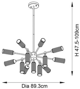 Endon 106256 - Lustr na tyči TOUR 13xG9/3W/230V mosaz