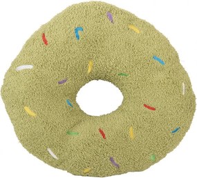 Zelený dekorativní polštář ve tvaru donutu s posypem - Ø 35*6 cm