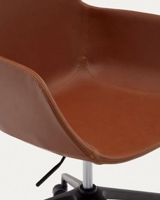Otočná židle tassina na kolečkách kožená hnědá MUZZA