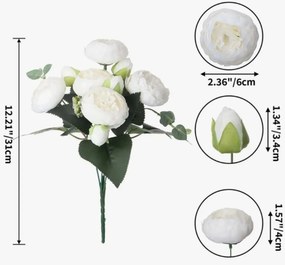 Camerazar Pivoňková kytice 1 ks bílé květy dekorativní umělé květiny
