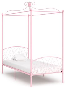 Rám postele s nebesy růžový kovový 100 x 200 cm,  284487