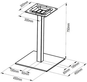 Jídelní stůl Quadrato 70x70 cm, bílý/nerez