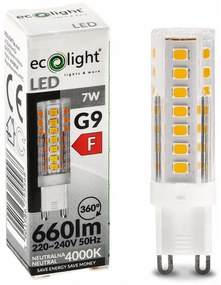 ECOLIGHT LED žárovka G9 - 7W - 660lm - 4000k - neutrální bílá